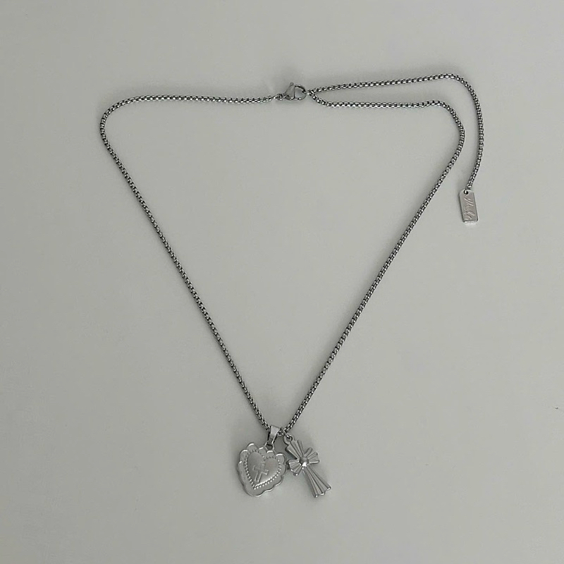 Dây Chuyền 0fuse Matt Heart Cross Necklace Korea | Shopee Việt Nam