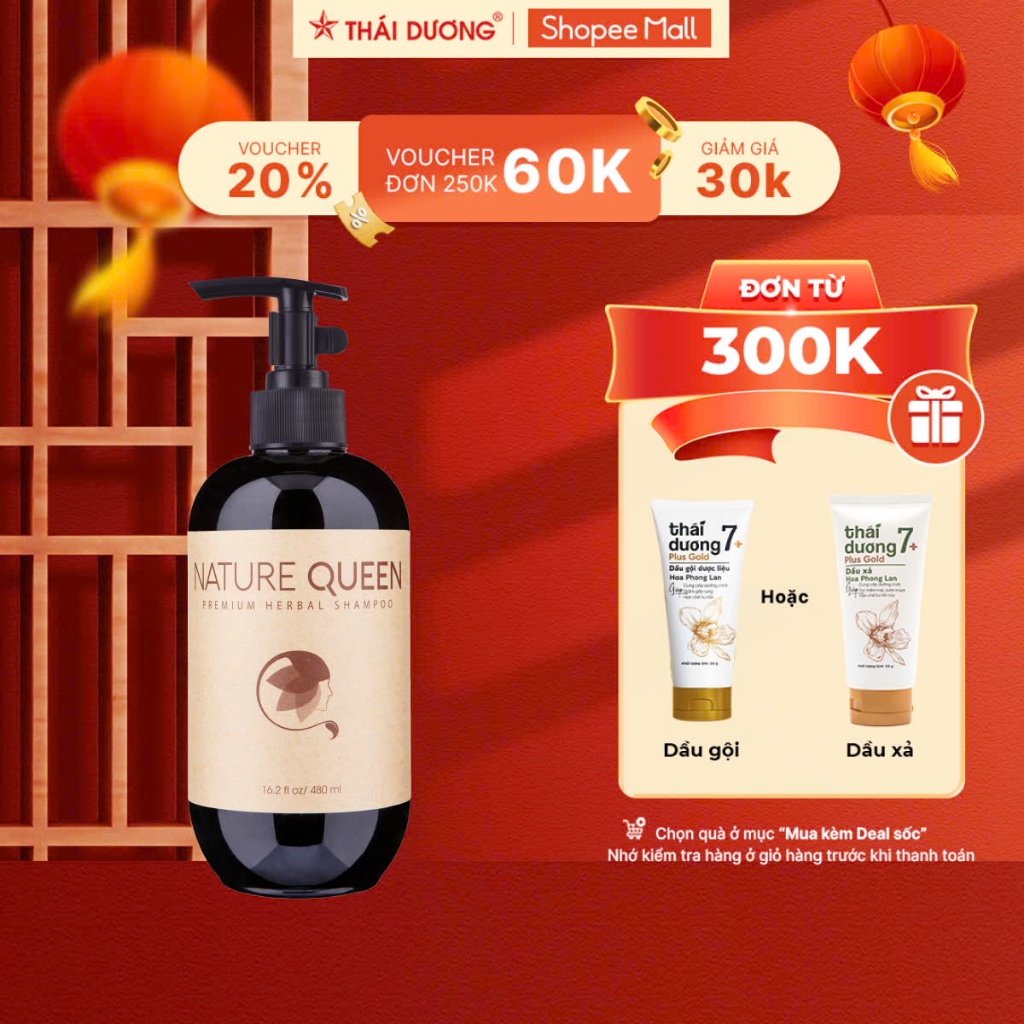 Dầu gội thảo dược cao cấp Nature Queen 100ml / 480ml dành cho tóc rụng , hỗ trợ mọc tóc Sao Thái ...