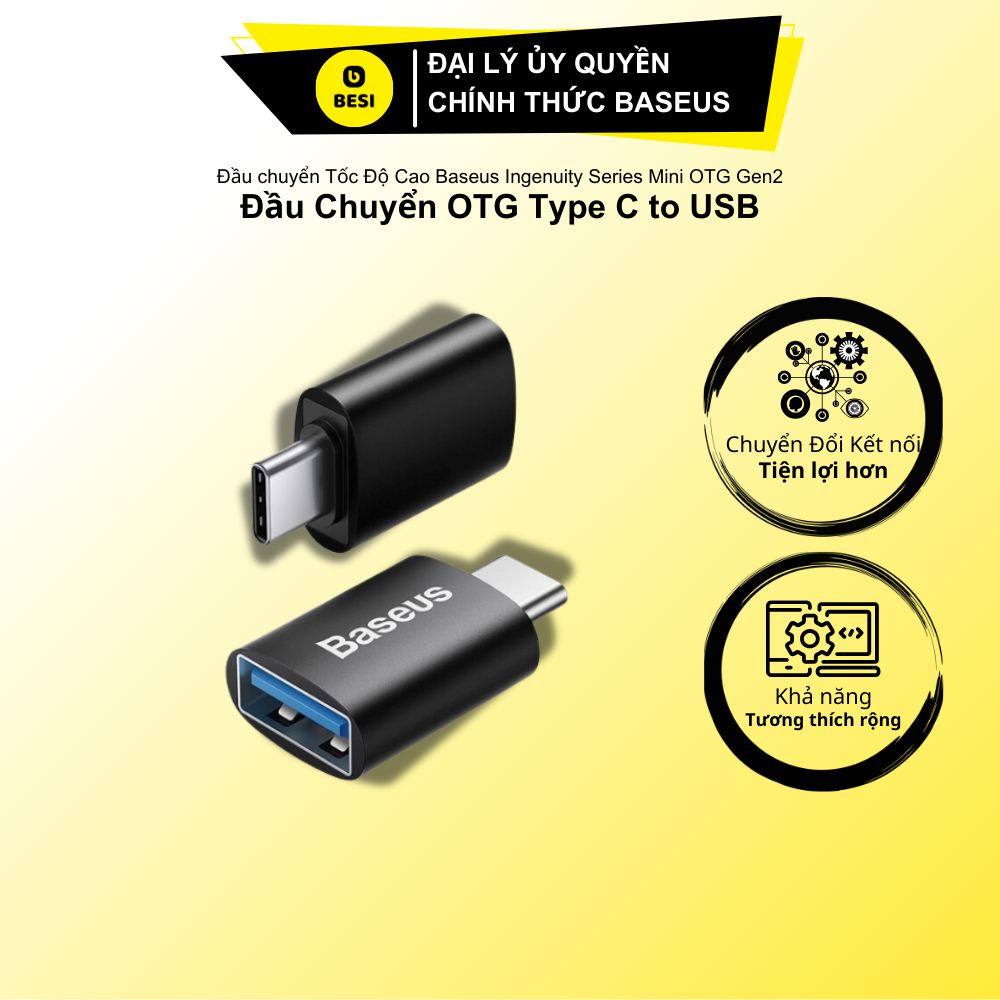 Đầu Chuyển OTG Baseus Ingenuity Type-C to USB 3.1 | Tốc Độ 10Gbps, Siêu ...