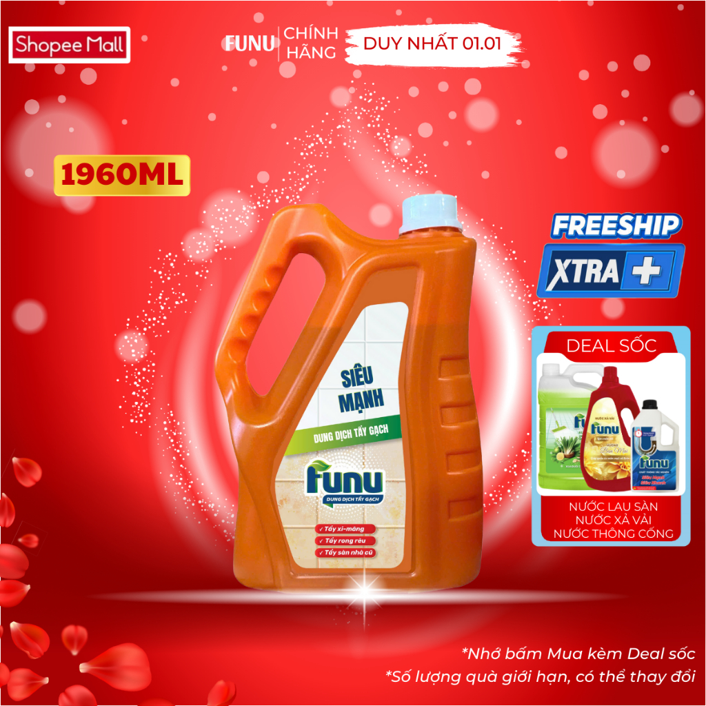 Dung dịch tẩy Gạch Funu 1.96L tẩy sạch bóng các sàn nhà ố bẩn, rong rêu ...