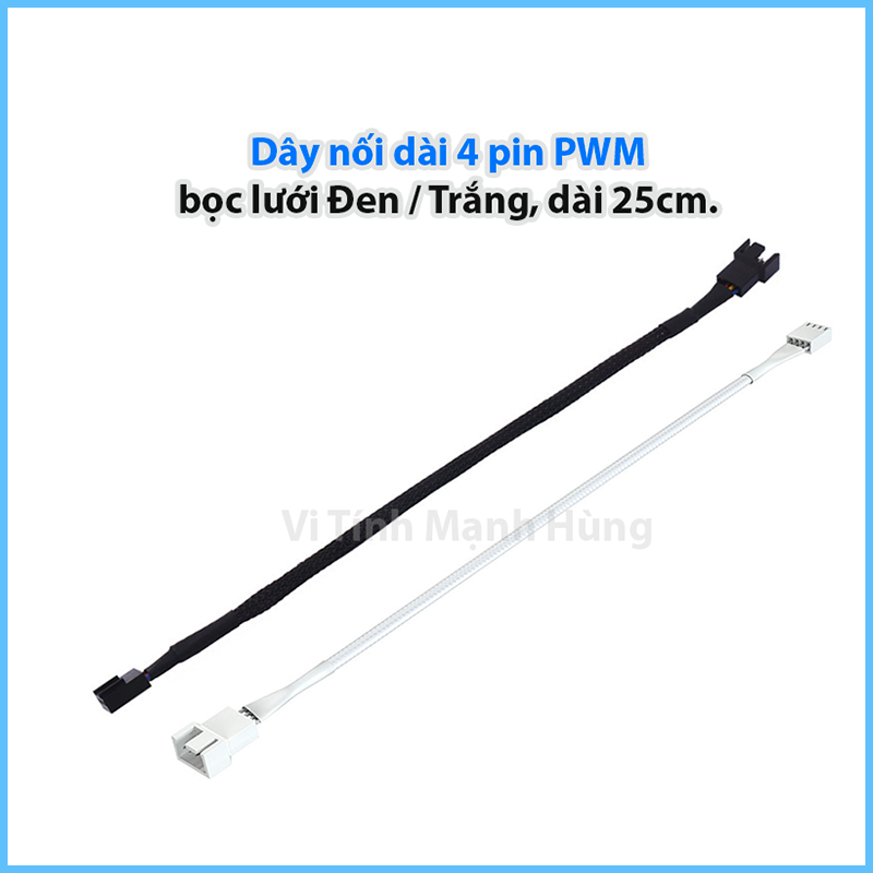 Dây chia 1 đầu Fan 4 pin PWM ra 2 / 3 / 4 đầu 4 pin PWM. bọc lưới Đen / Trắng, dài 25cm ...