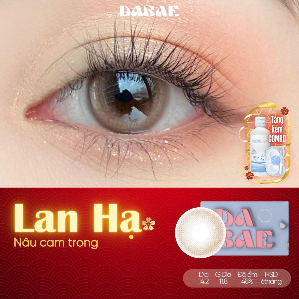 [AT] Kính áp tròng Lan Hạ - Apricot hãng DABAE lens 6 tháng dưỡng ẩm mắt Hàn Quốc có độ 0-8 ...