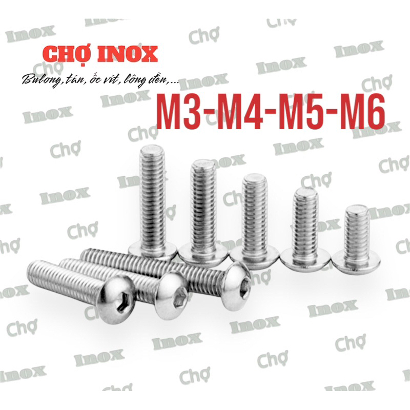 Bulong inox lục giác đầu dù INOX 304 M3 M4 M5 M6 (10 Con) | Shopee Việt Nam
