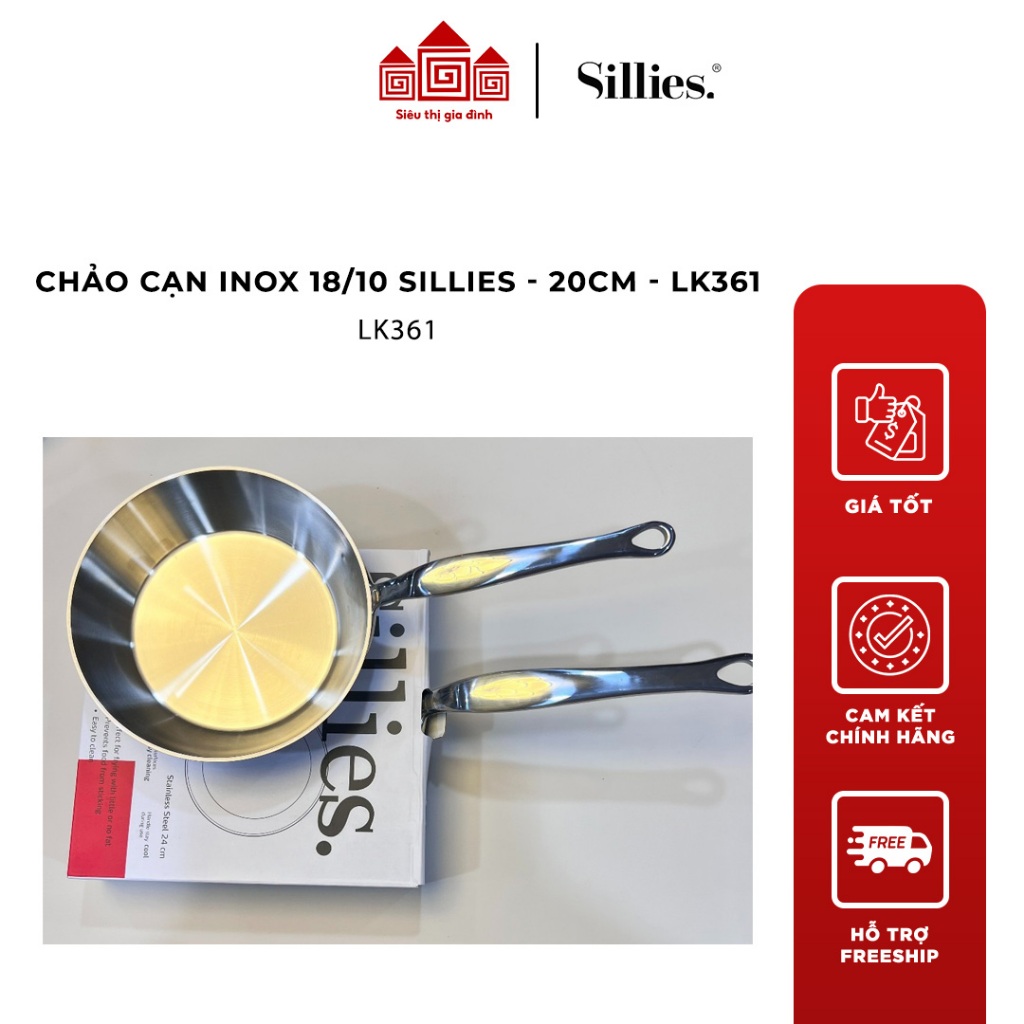 [TC20] Chảo cạn inox 18/10 Lunkai SILLIES 20cm/24cm - LK361/LK362 ...
