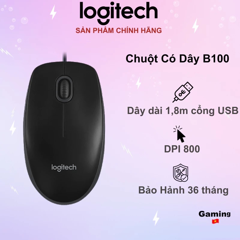 Chuột quang có dây Logitech B100 cổng USB - Hàng Chính Hãng Bảo Hành 36 ...