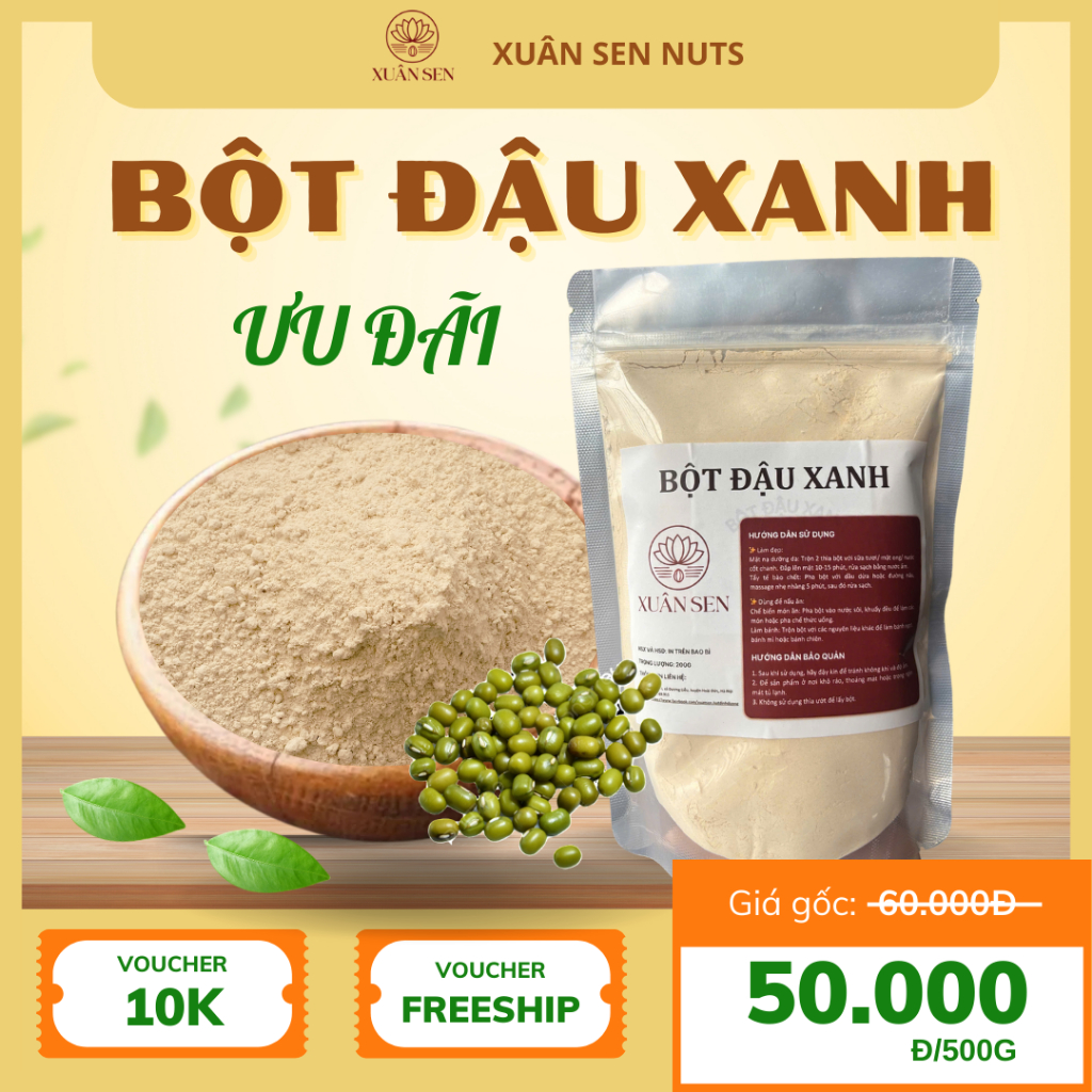 Bột Đậu Xanh Nguyên Chất Xuân Sen Nuts | Shopee Việt Nam