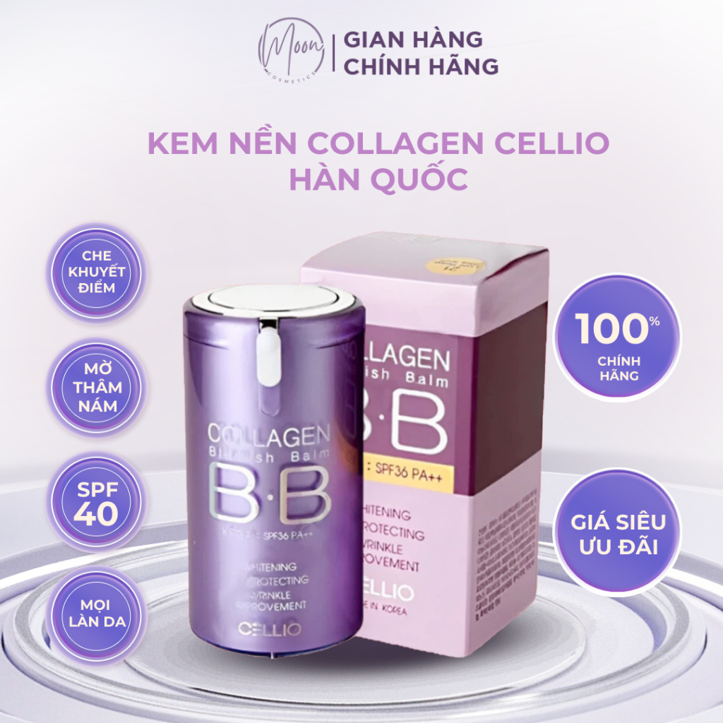 Kem Nền BB Collagen Cellio SPF 40 PA+++ Dưỡng Ẩm, Che Phủ Tốt, Chống ...