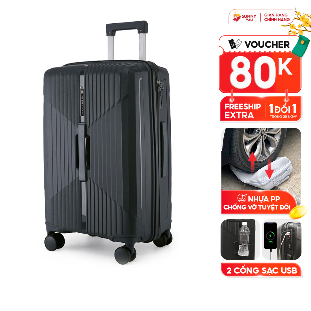 Vali SUNNY CHOCO - nhựa PP chịu ngoại lực tuyệt đối 20/24/28 inch ...