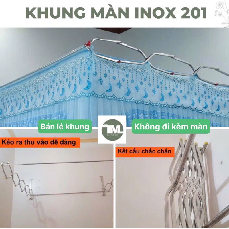 Khung màn Inox 201 xếp gọn cao cấp May Victory không gỉ sáng bóng bảo ...
