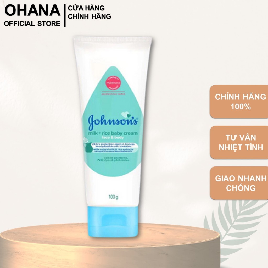 Kem Dưỡng Ẩm Johnson's Baby Milk Rice Cream 100g - Tuýp Xanh | Shopee ...