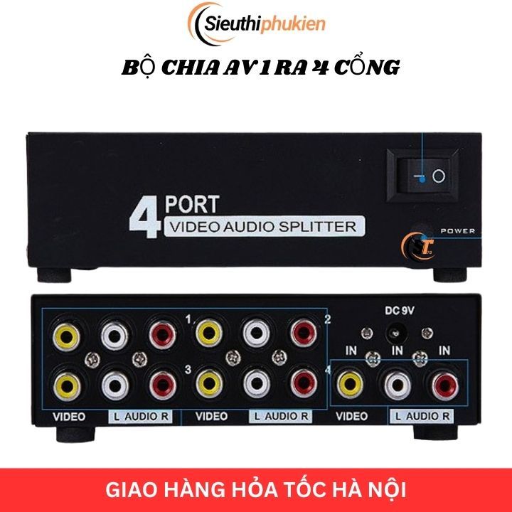 Bộ chia AV 1 ra 4 cổng , Bộ chia tín hiệu AV 4 cổng MT-VIKI loại tốt ...