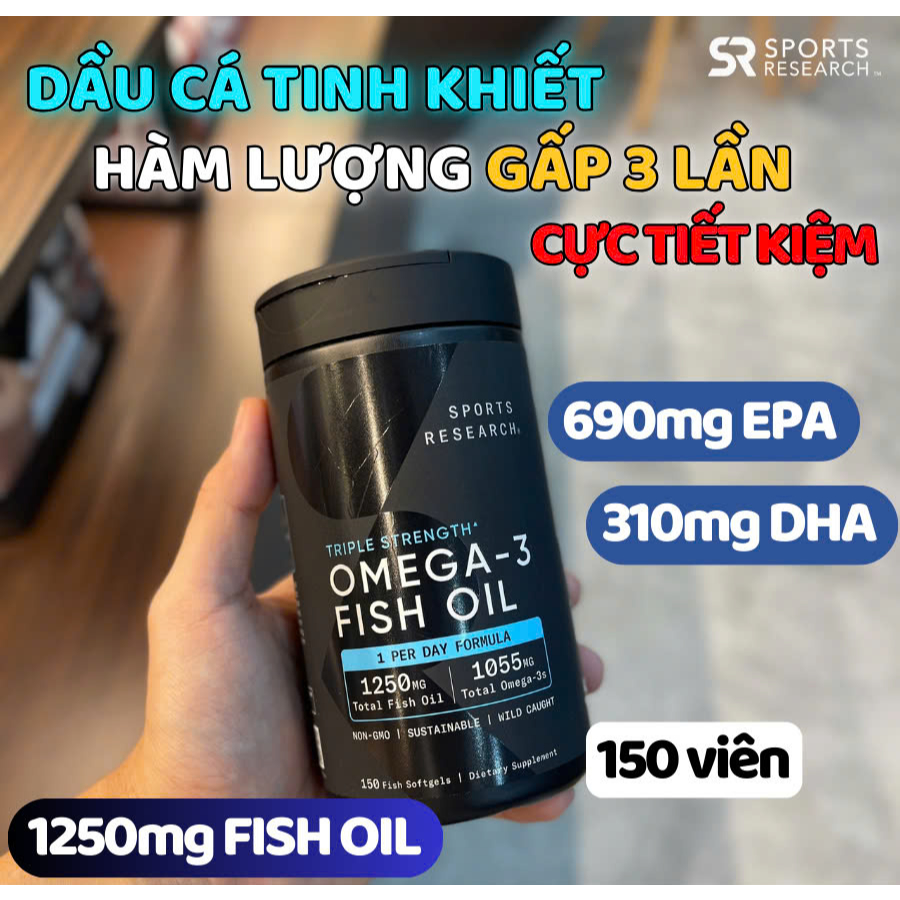 Omega3 Viên uống bổ sung dầu cá SR Triple Strength Omega-3 Fish Oil ...