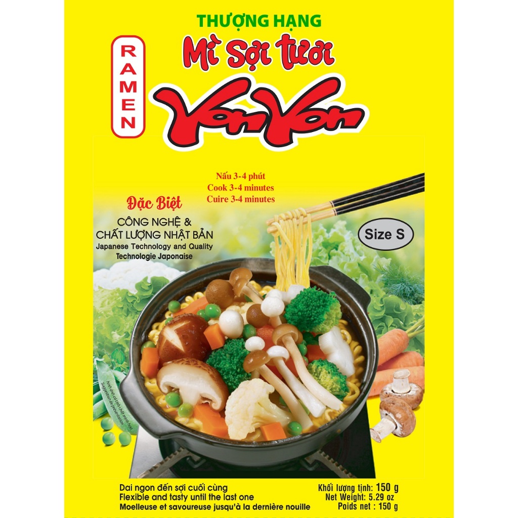Mì sợi tươi Yon Yon vắt tròn 150g thượng hạng. | Shopee Việt Nam