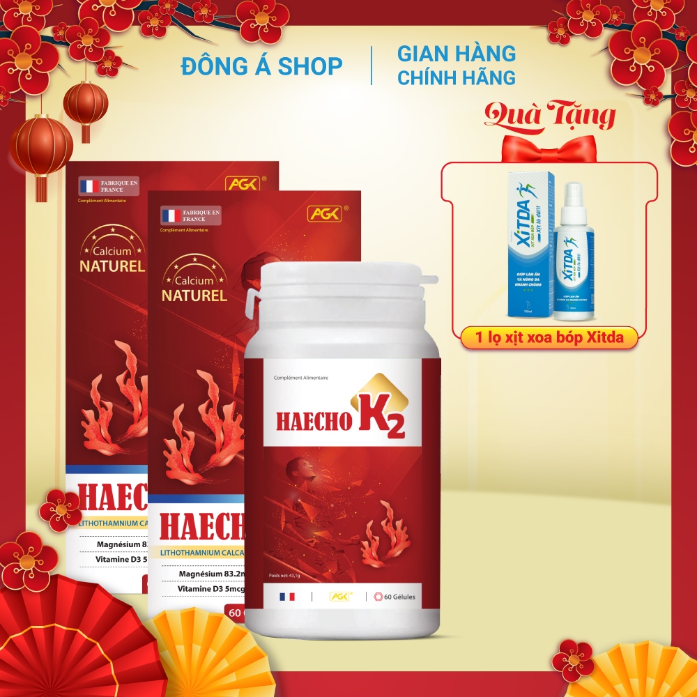 Canxi hữu cơ HAECHO K2 - Canxi tảo biển đỏ kết hợp D3, K2 - Hỗ trợ tốt ...