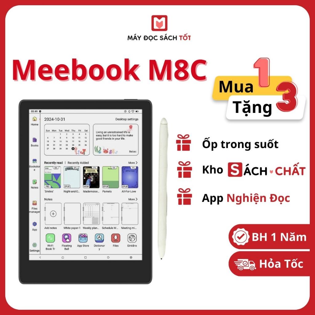 Máy đọc sách Meebook M8C Chính hãng | Tặng kho Sách Chất & App Nghiện ...