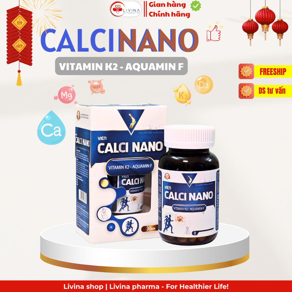 CALCINANO - Viên uống bổ sung canxi, vitamin D3, K2 cho người lớn và TE trên 6 tuổi. | Shopee ...