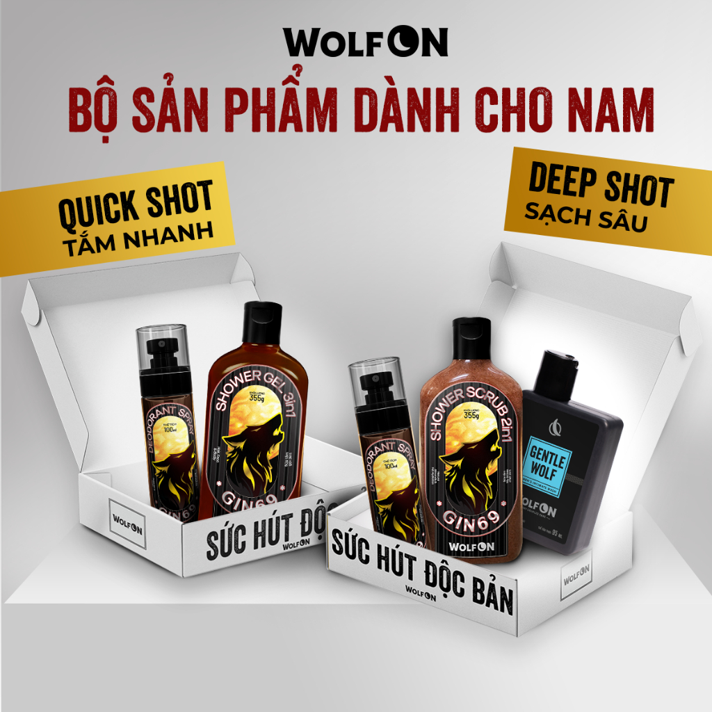 Bộ Quà Tặng Nam Giới Wolf ON Box Quick Shot & Box Deep Shot - Sữa Tắm ...