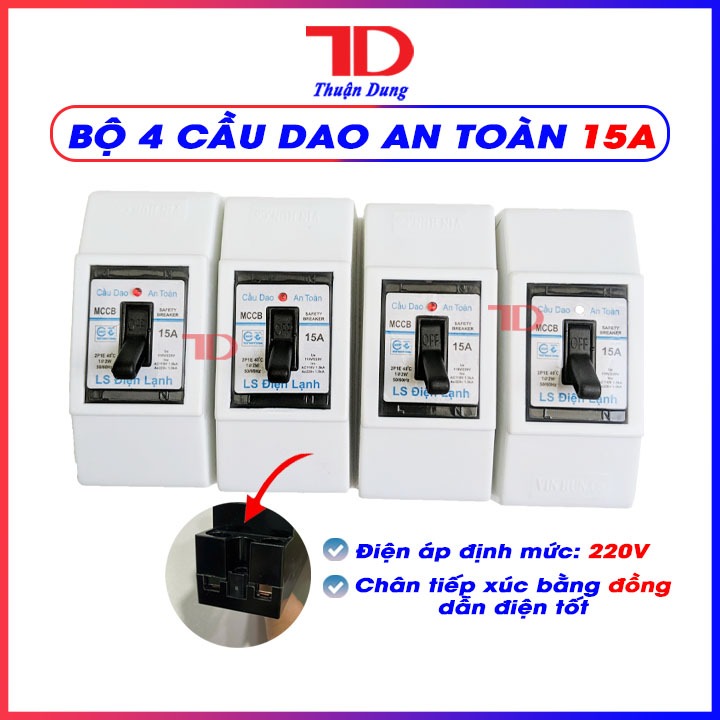 Cầu dao an toàn 15A 20A 30A kèm vỏ CB aptomat MCCB, Át atomat, CB cóc ...