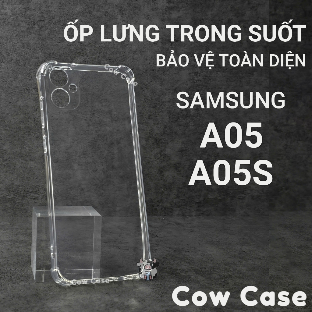 Ốp lưng Samsung A05, A05s Cowcase trơn trong suốt | Ốp điện thoại SS galaxy dẻo bảo vệ camera đt ...