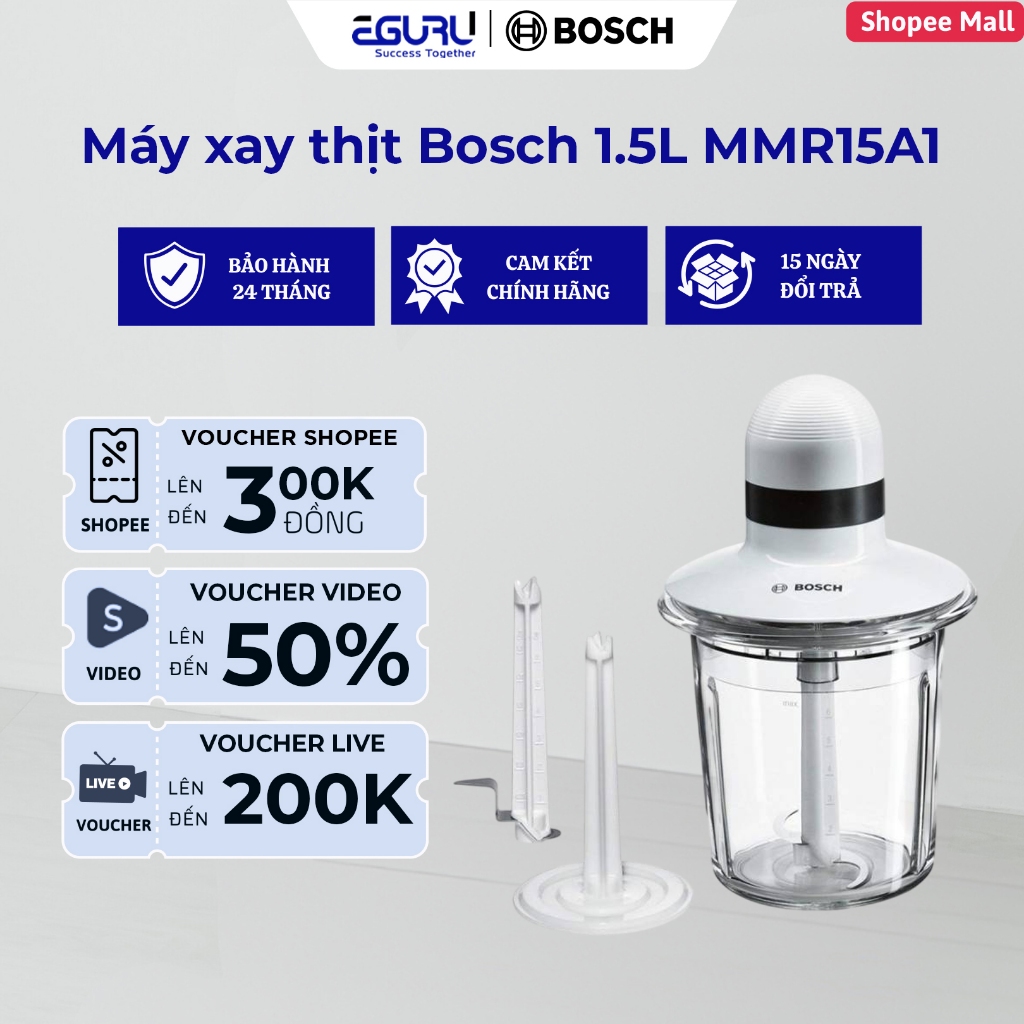 Máy xay thịt Bosch 1.5L MMR15A1 - Hàng Chính Hãng - Bảo Hành 24 Tháng ...