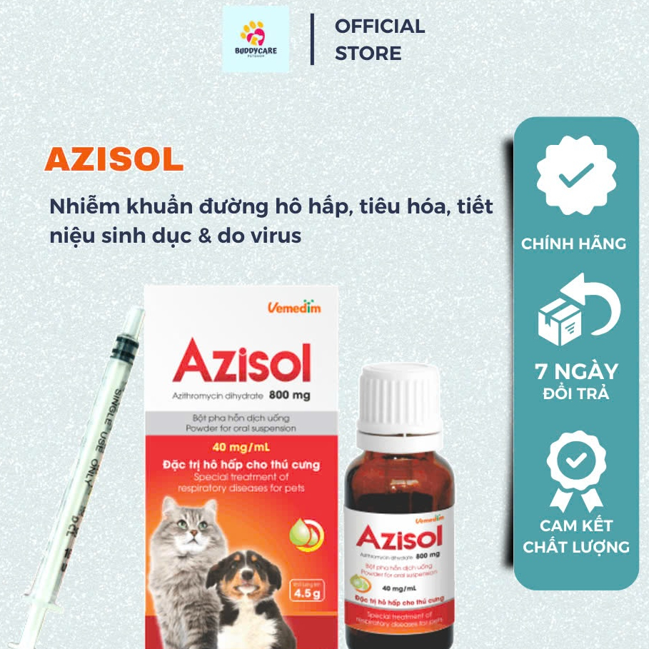 AZISOL VEMEDIM (Bột pha nước) Dạng Uống - Nhiễm Khuẩn Đường Hô Hấp ...