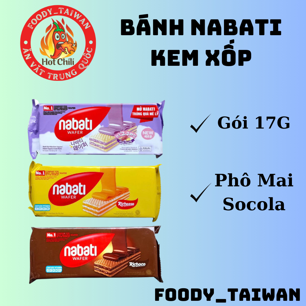 Lốc 10 Gói Nabati Kem Xốp Vị Phô Mai - Socola - Bánh Kem Xốp Nabati Ăn ...