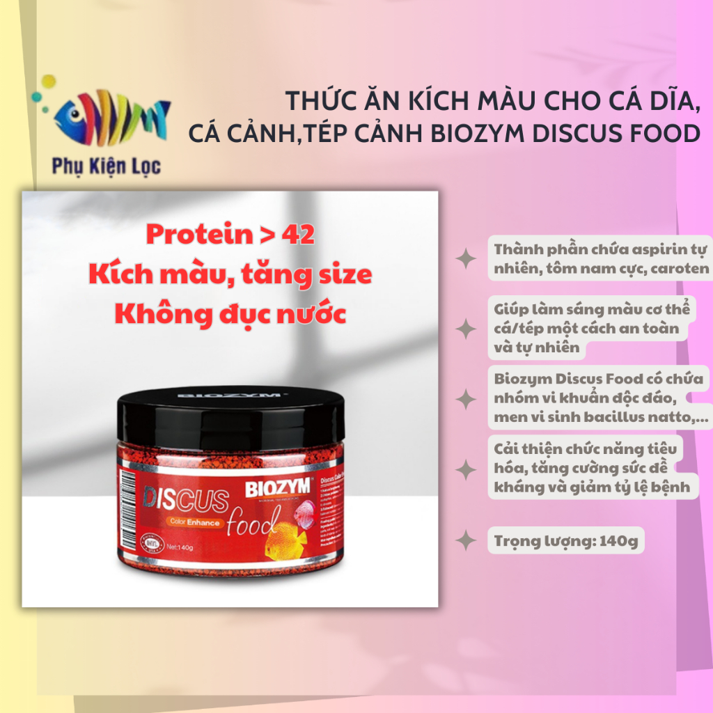 Thức ăn kích màu cho tép cảnh, cá cảnh Biozym Discus Food 140g | Shopee ...