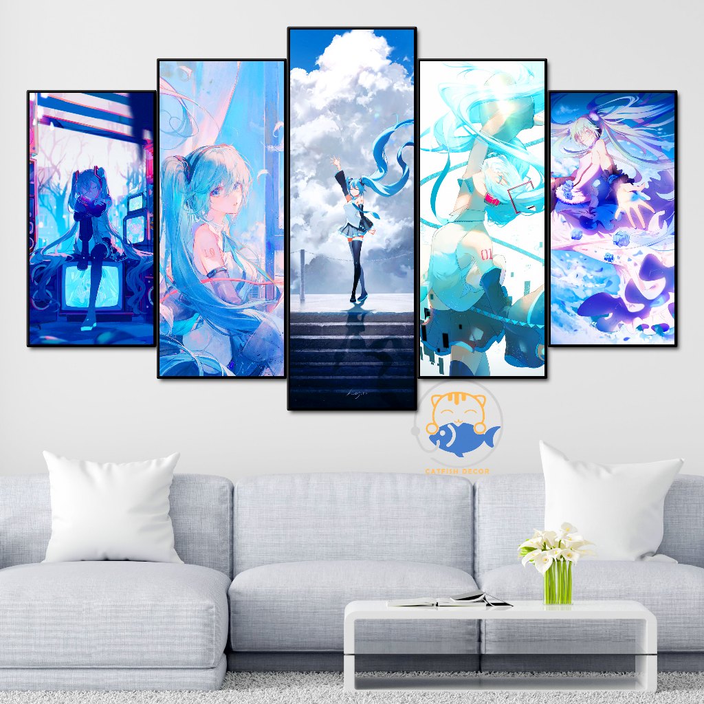 Tranh Ghép 5 Dán Tường HATSUNE MIKU - Formex Tráng Gương - Vocaloid ...