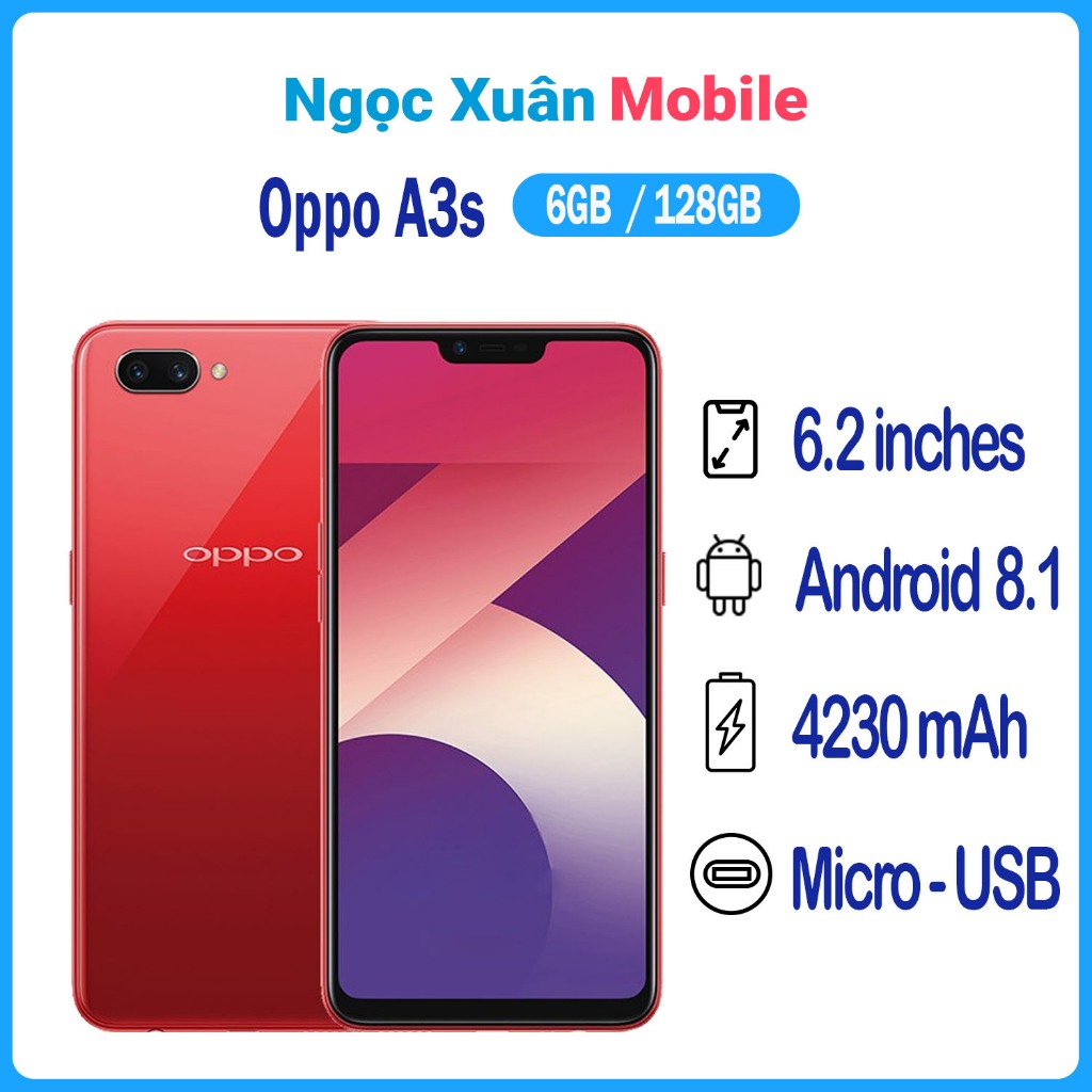 Điện thoại Oppo A3s 2SIM Ram 6GB/128GB - Zin đẹp keng TẶNG(SẠC, CƯỜNG ...