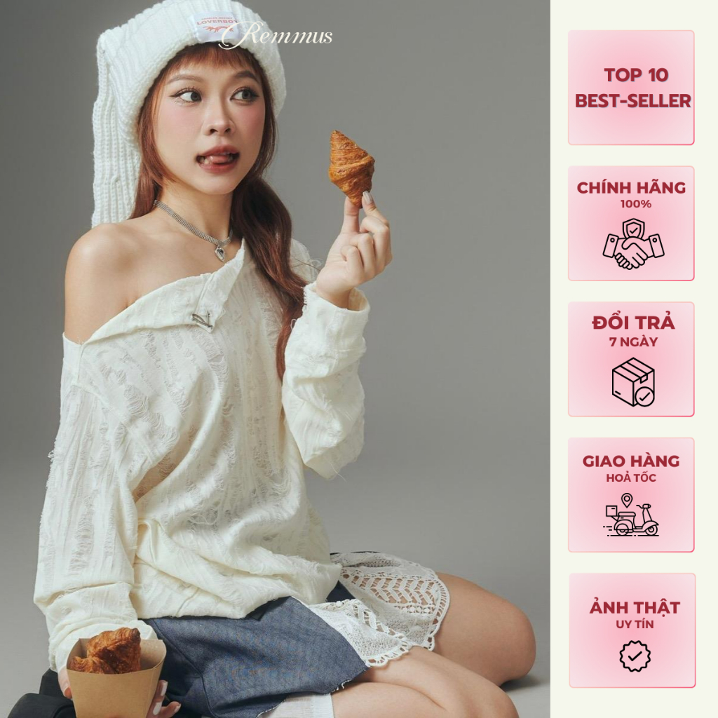 Jessica Top - Áo len dệt lệch vai Remmus dành cho nữ | Shopee Việt Nam