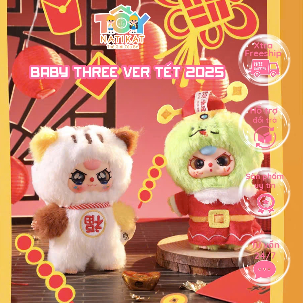 [Chính hãng] Blind box hộp mù baby three ver tết, gương thần kỳ, thỏ ...
