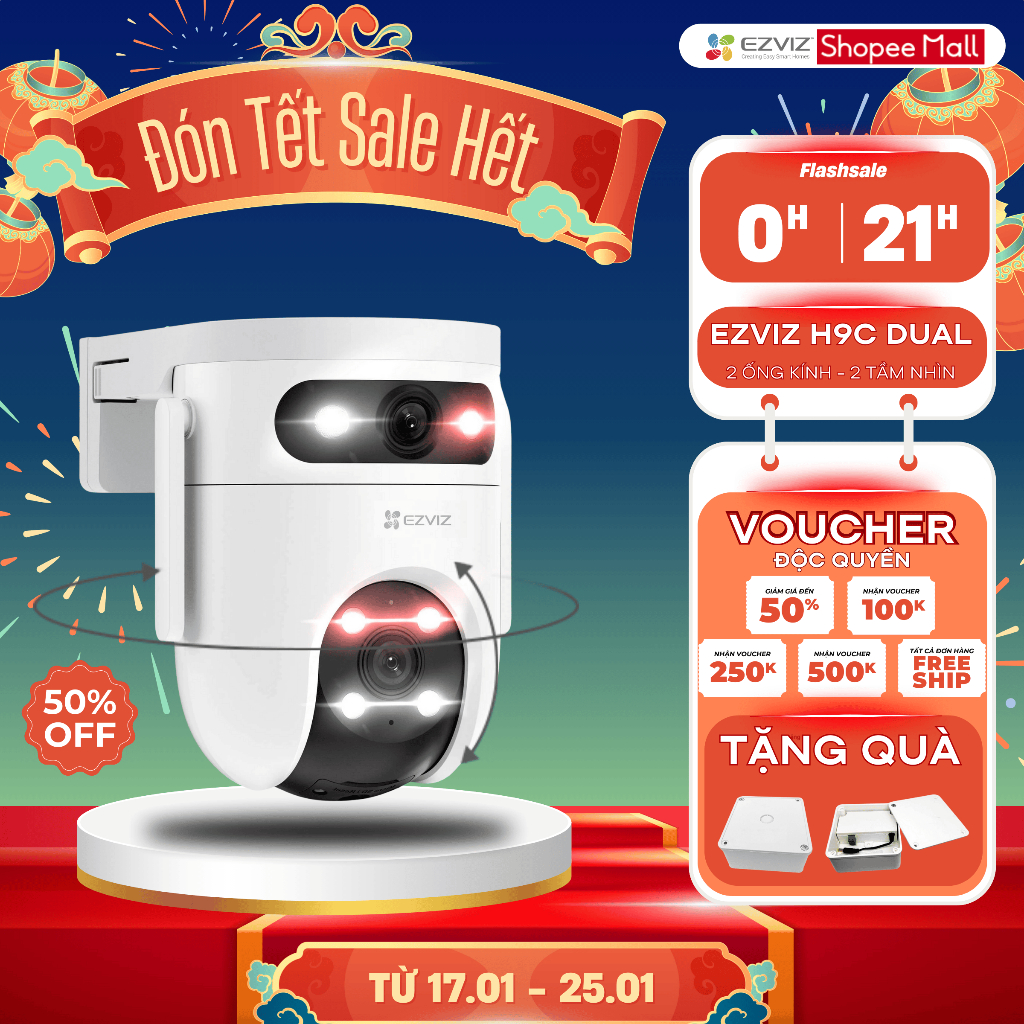 Camera EZVIZ Wifi Ngoài Trời H9C 6MP 10MP Ống Kính Kép 3K+ Có Màu Ban ...