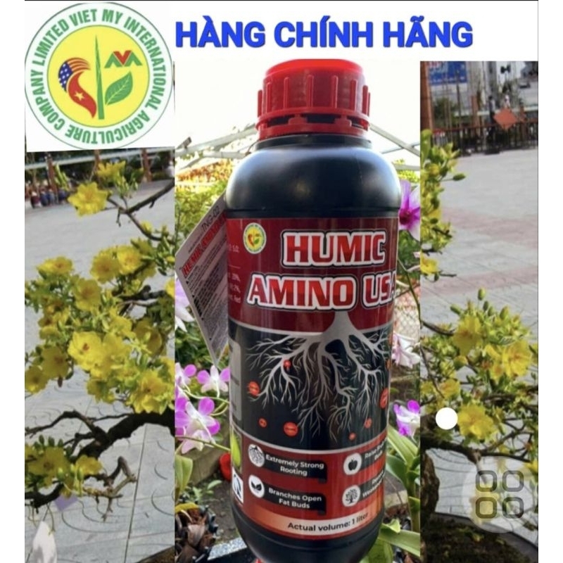 Phân bón humic amino Usa nước chai 1 lít pha 800 lít nước kích thích rễ ...