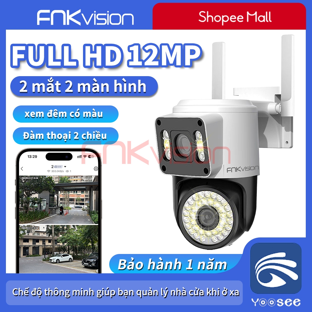 【Fnkvision】Camera Yoosee 2 mắt 8.0MP - xem 360 độ không góc chết, ban ...