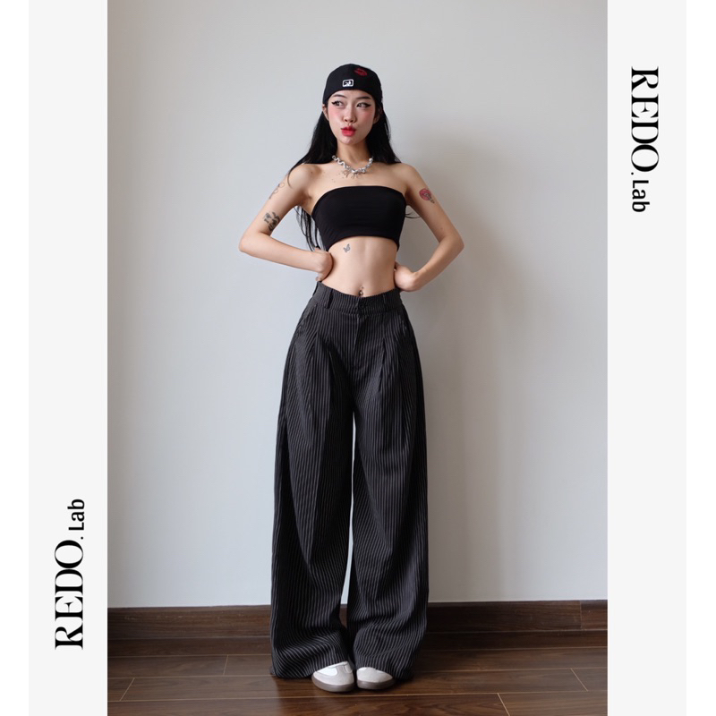REDO.Lab - QUẦN KẺ SỌC ỐNG RỘNG FORM ĐỨNG LY THẲNG | Shopee Việt Nam