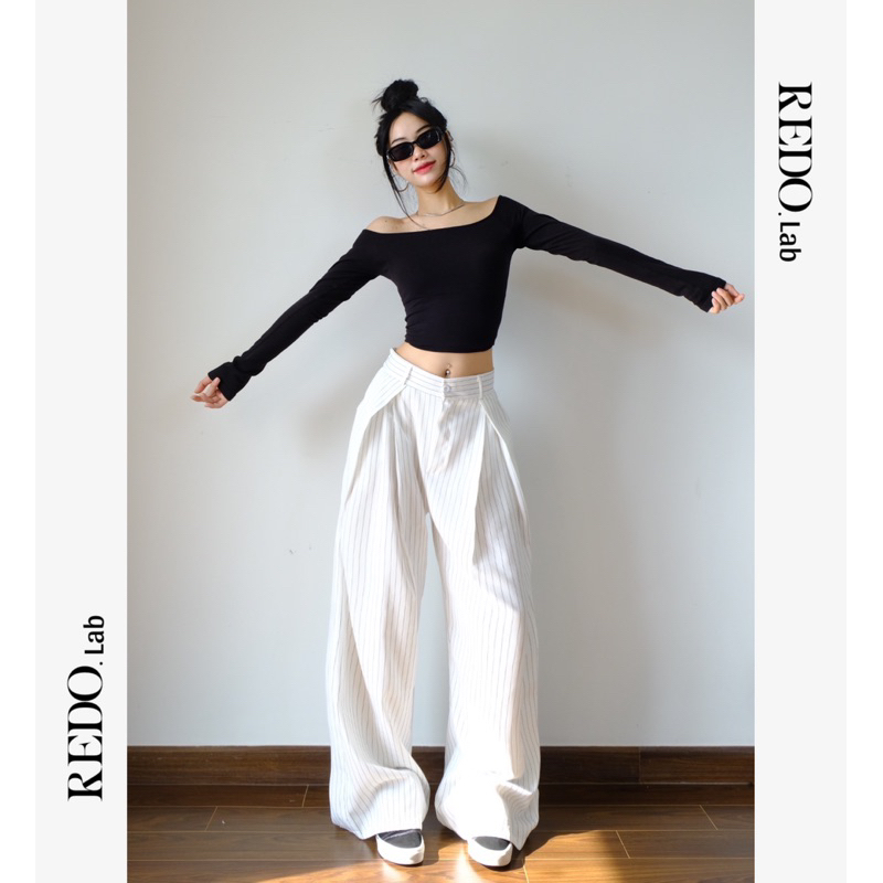 REDO.Lab - QUẦN KẺ SỌC ỐNG RỘNG PHIÊN BẢN LY CHÉO RỘNG CHẤT TUYTSI ...