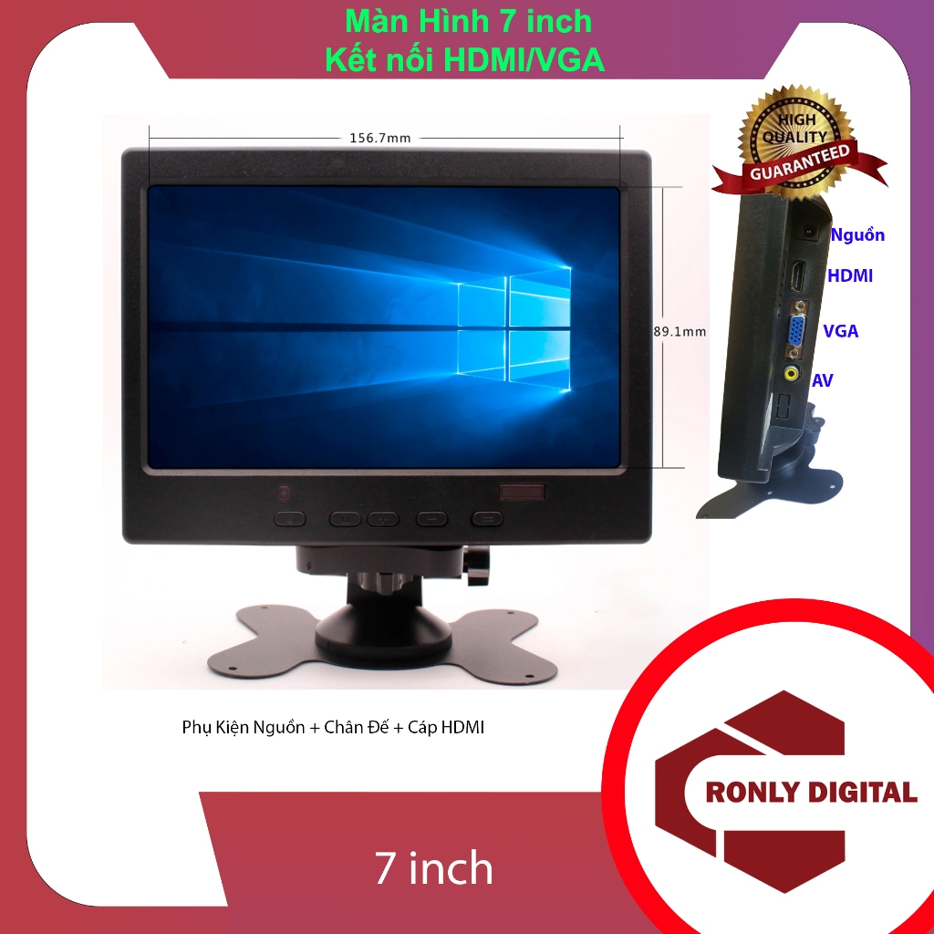 Màn hình 7 inch, HDMI + VGA nhỏ gọn, raspberry pi, giám sát camera, cao ...