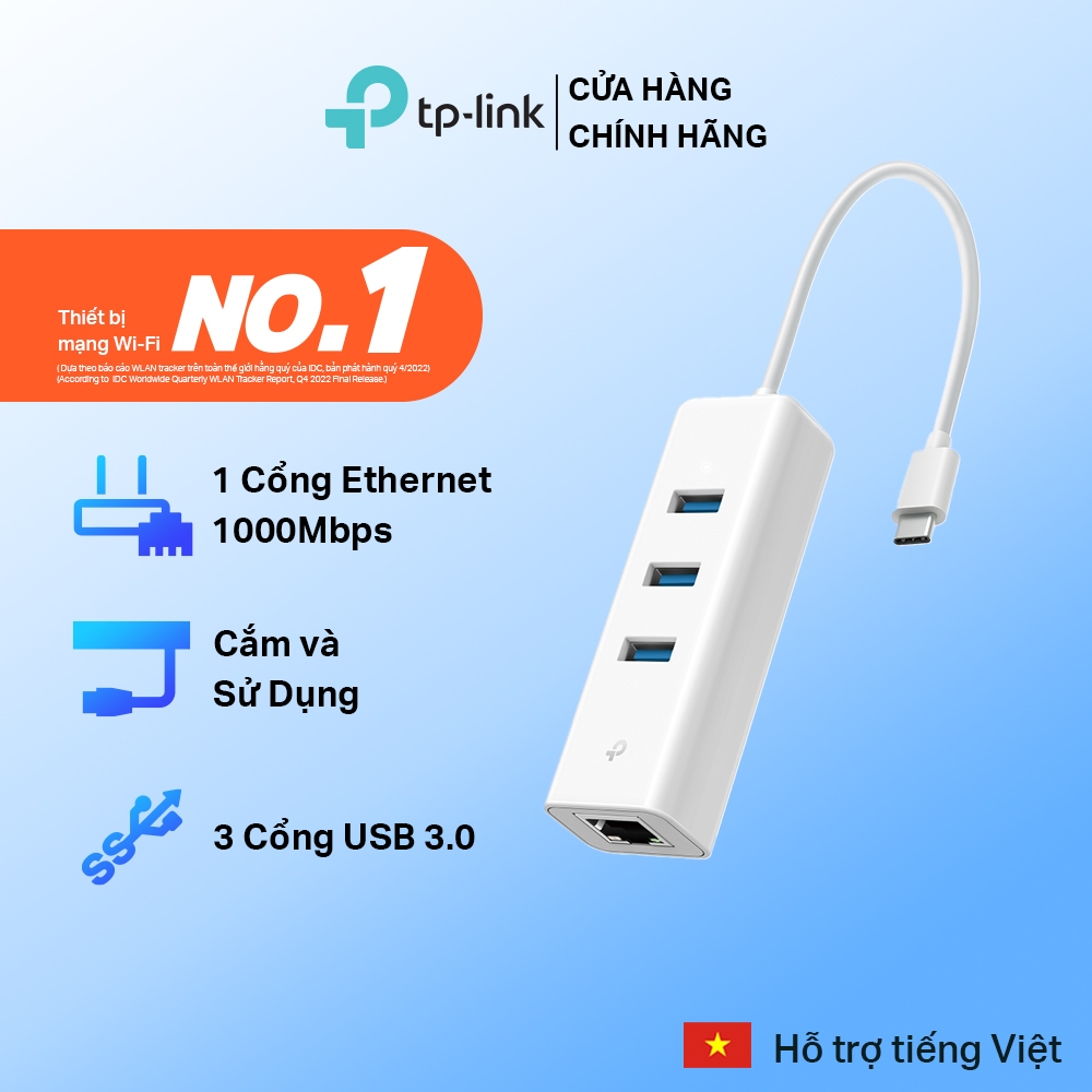 Bộ USB Ethernet TP-Link UE330C, HUB USB Type-C 3 Cổng USB-A 3.0 & Mạng ...
