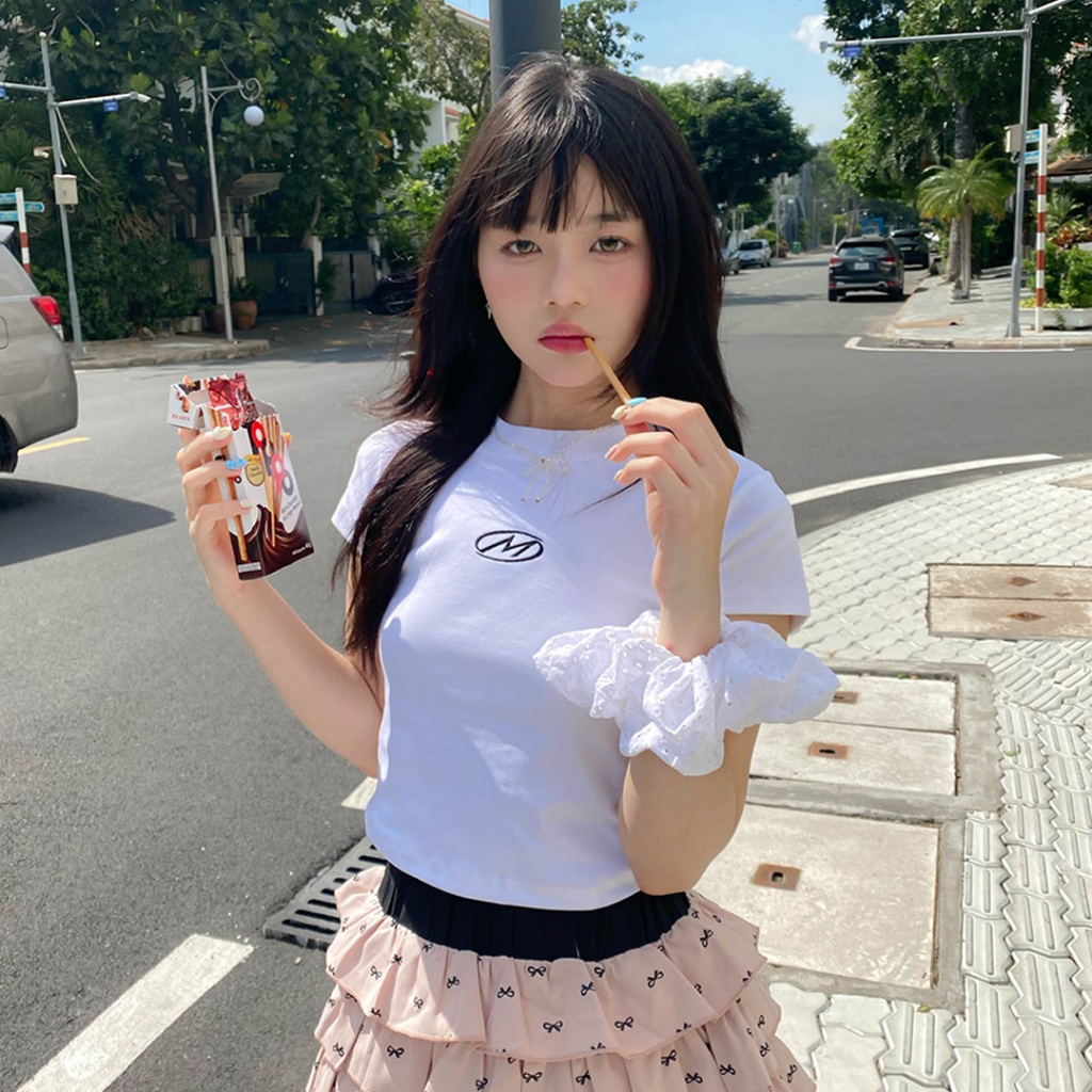 Áo Croptop thêu logo M basic chất thun co dãn | MOODIE Brand | Shopee ...