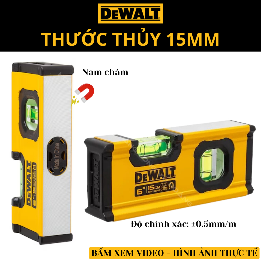 Thước thủy DWHT42802 (15cm) DEWALT độ chính xác cao, có nam châm ...