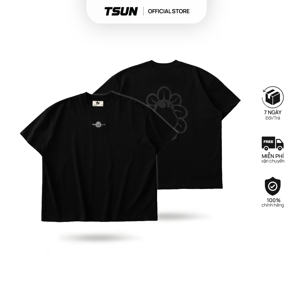 Áo Thun Basic Đơn Giản Đen Brand TSUN Chính Hãng Big Woo Logo, UNISEX ...
