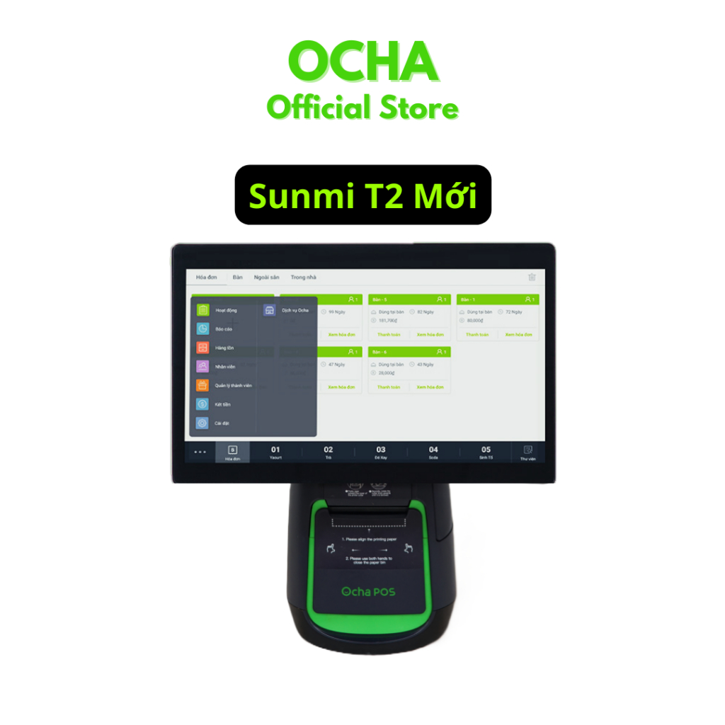 [Ocha - Độc quyền nhận đơn ShopeeFood] Máy bán hàng Ocha Sunmi T2 Mới ...
