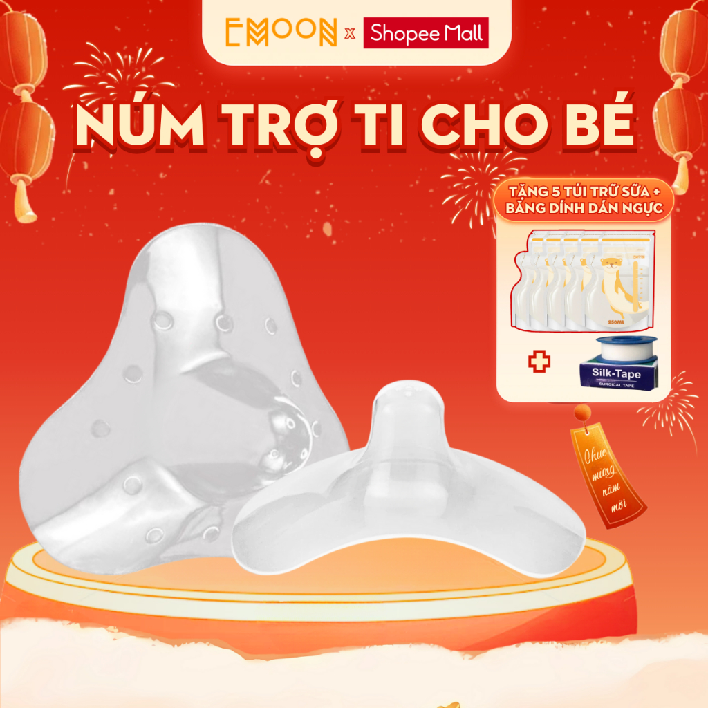 Núm trợ ti Emoon Silicone siêu co dãn, mềm mại bảo vệ đầu ngực cho mẹ ...