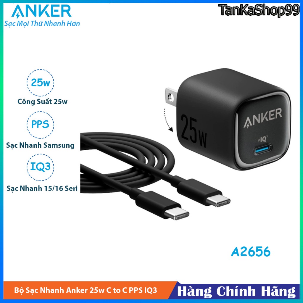 Bộ Sạc Nhanh Anker 25w A2656 Hỗ Trợ PPS Cho Samsung, lP15 16 Và Máy ...