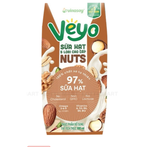 Sữa 5 Loại Hạt Veyo Lốc 3 Hộp 180Ml | Shopee Việt Nam