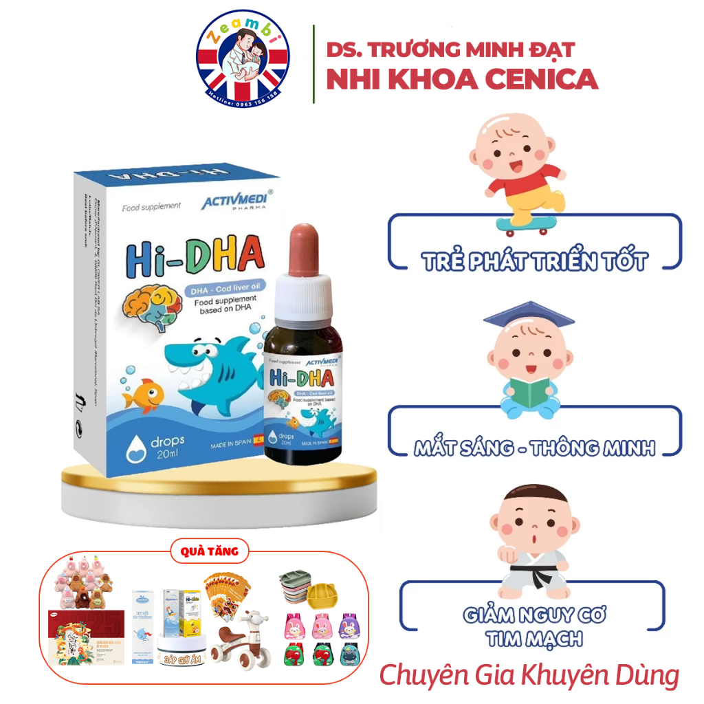 Hi-DHA Drops, Phát triển não bộ, hệ thần kinh, IQ, tăng khả năng ghi ...