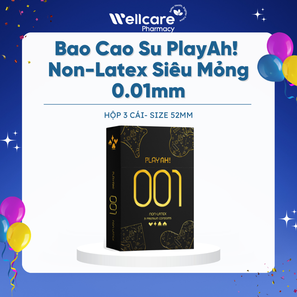 Bao Cao Su PlayAh! Non-Latex Siêu Mỏng - 0.01mm - Hộp 3 Cái | Shopee Việt Nam