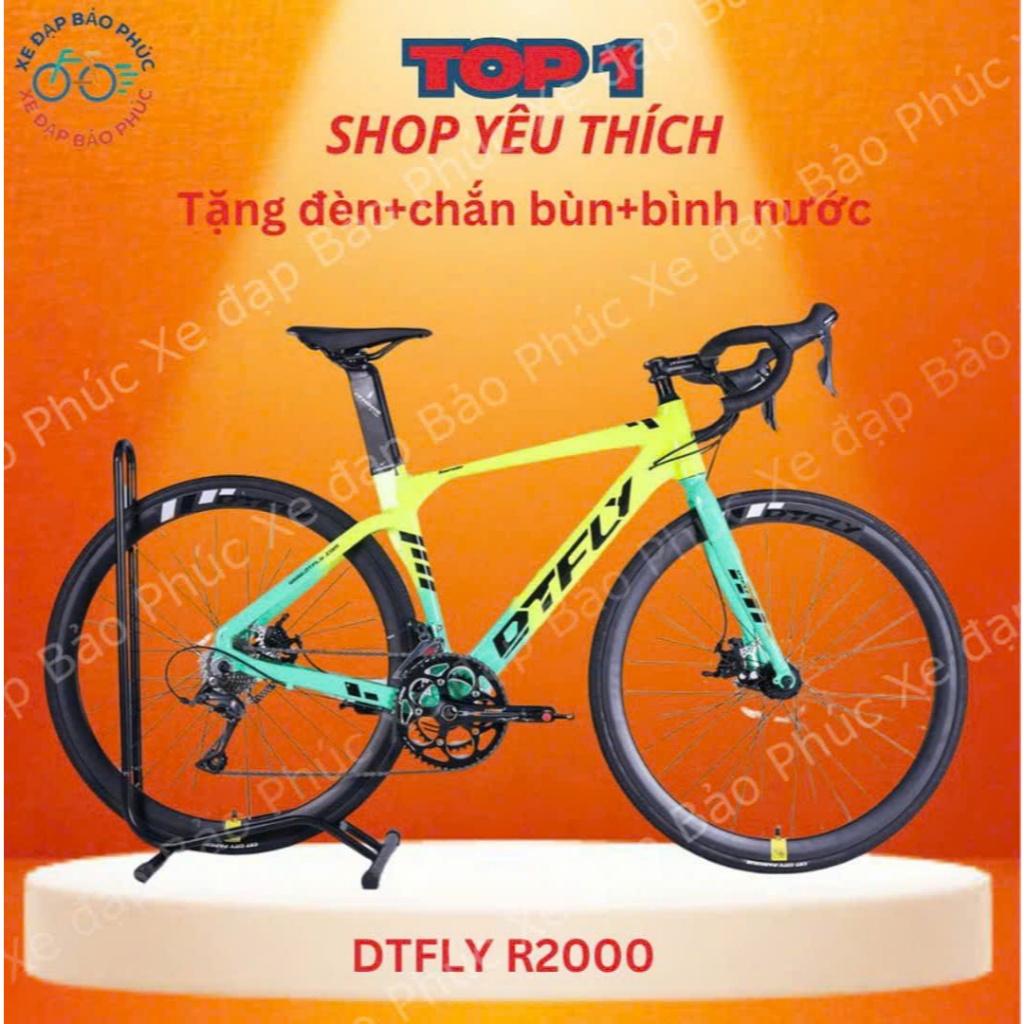 Xe đạp đua khung nhôm DTFLY R2000 (Tặngđèn+chắnbùn+bìnhnước+giáđỡnước ...