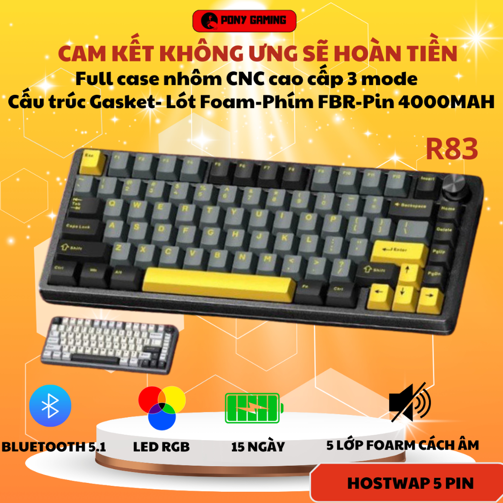 Bàn Phím Cơ Bluetooth Không Dây Ziyou Dark Alien R83 Case Full Nhôm Cao ...
