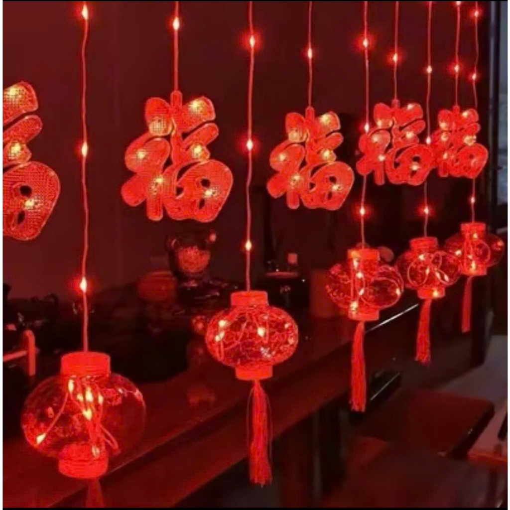 Dây Đèn Led Rèm Lồng Đèn Đỏ SONG HỶ Lớn - Nhỏ May Mắn Trang Trí Noen ...